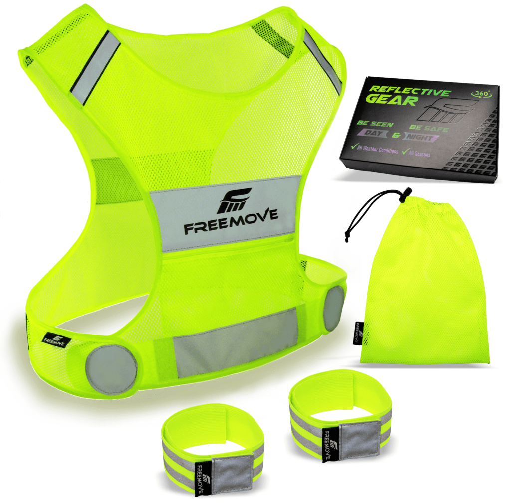 Reflective Vest with 2 Bands and Storage Bag – YELLOW – FREEMOVE